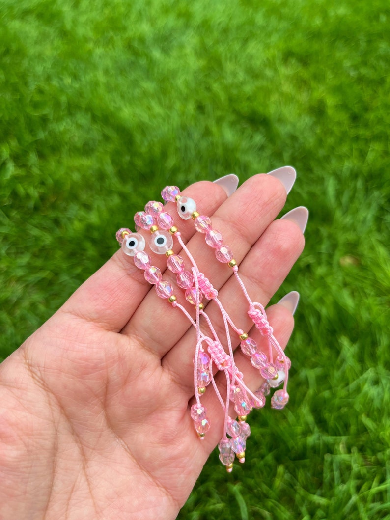 Pink Evil Eye Bracelet Crystal Pink Bracelet Minimalist - Etsy