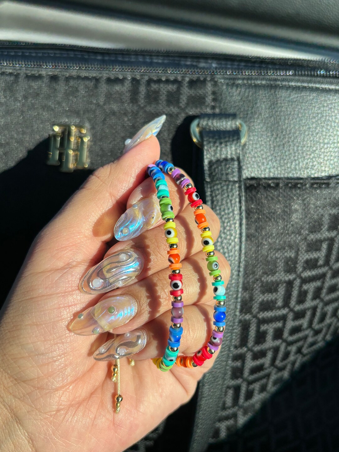 Rainbow Evil Eye Bracelet, Clay Beads, Colorful Evil Eye, Gift for Her ...