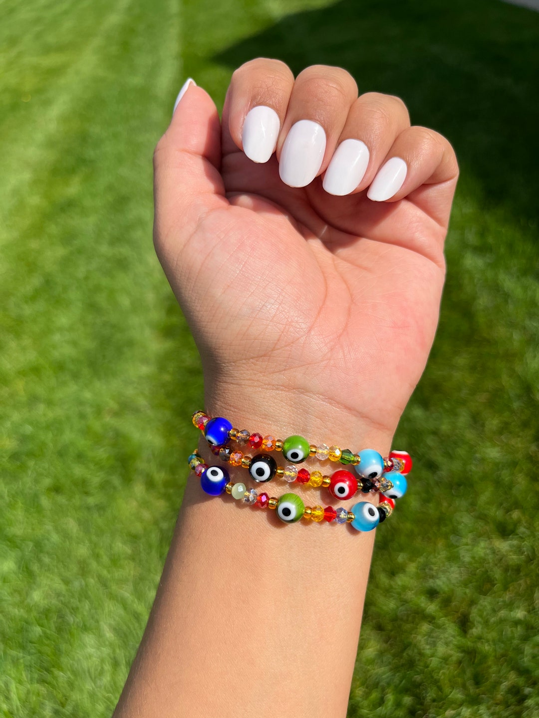 Evil Eye Multicolor Bracelet, Mal De Ojo Pulsera, Handmade, Minimalist ...