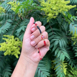 Red Evil Eye Bracelet, Black Beads, Gold Accents, Protection Jewelry - Etsy