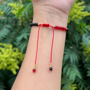 Red Evil Eye Bracelet, Black Beads, Gold Accents, Protection Jewelry - Etsy