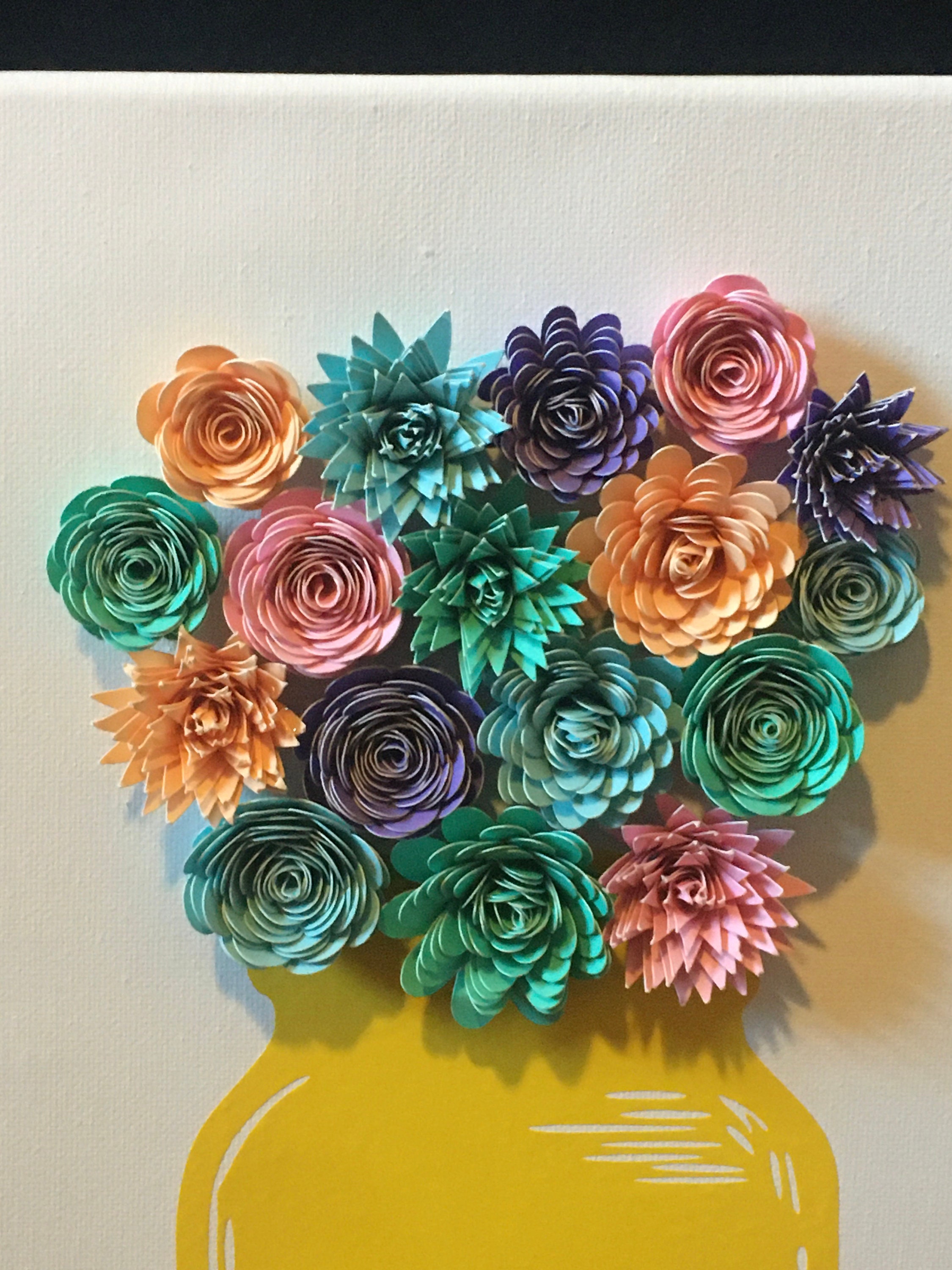 3D Paper Flower SPRING Wall Art L Canvas Wall Art L Flower Wall Art L ...