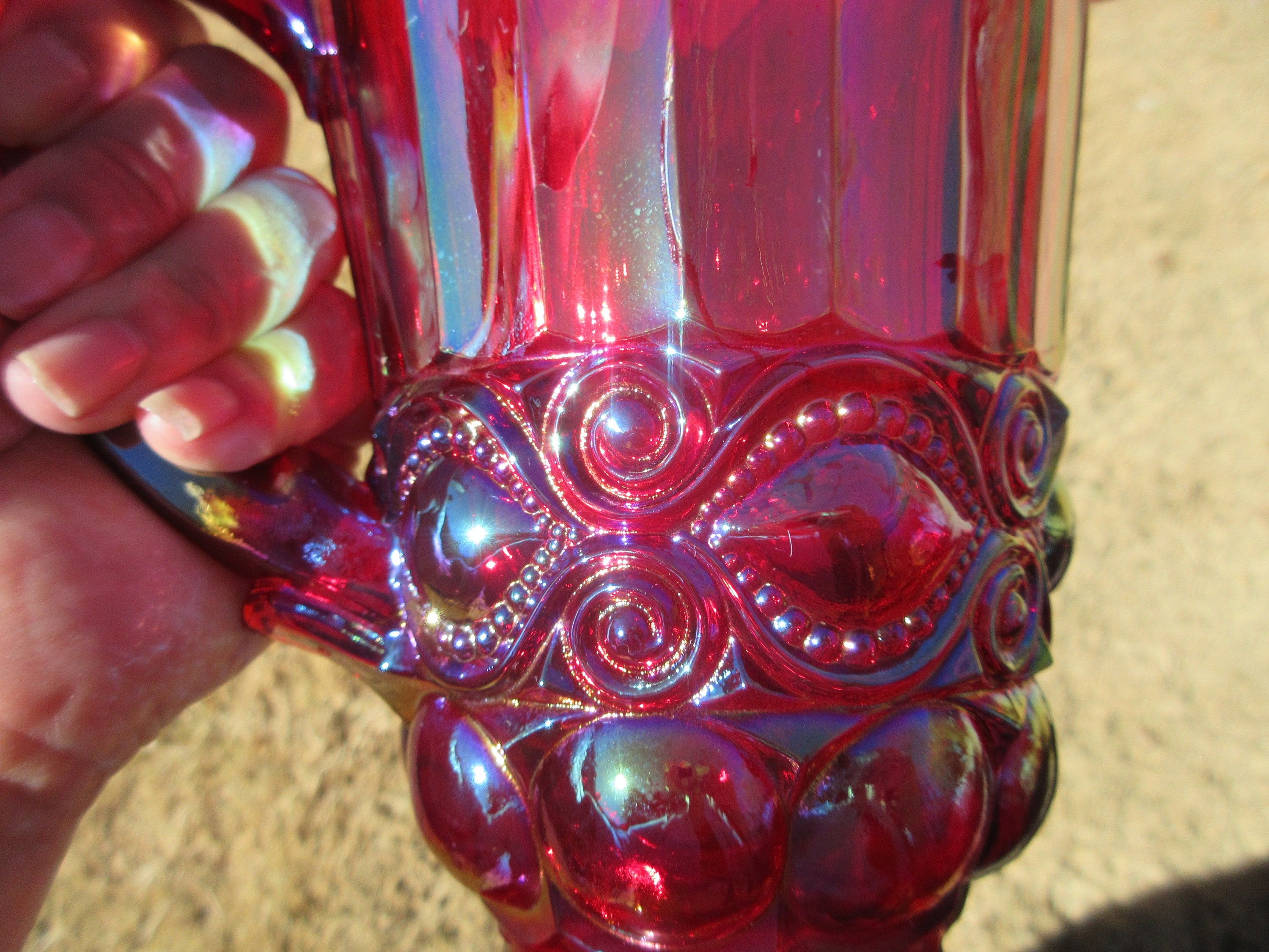 Vintage Mosser eye Winker Red Carnival Glass Pitcher - Etsy
