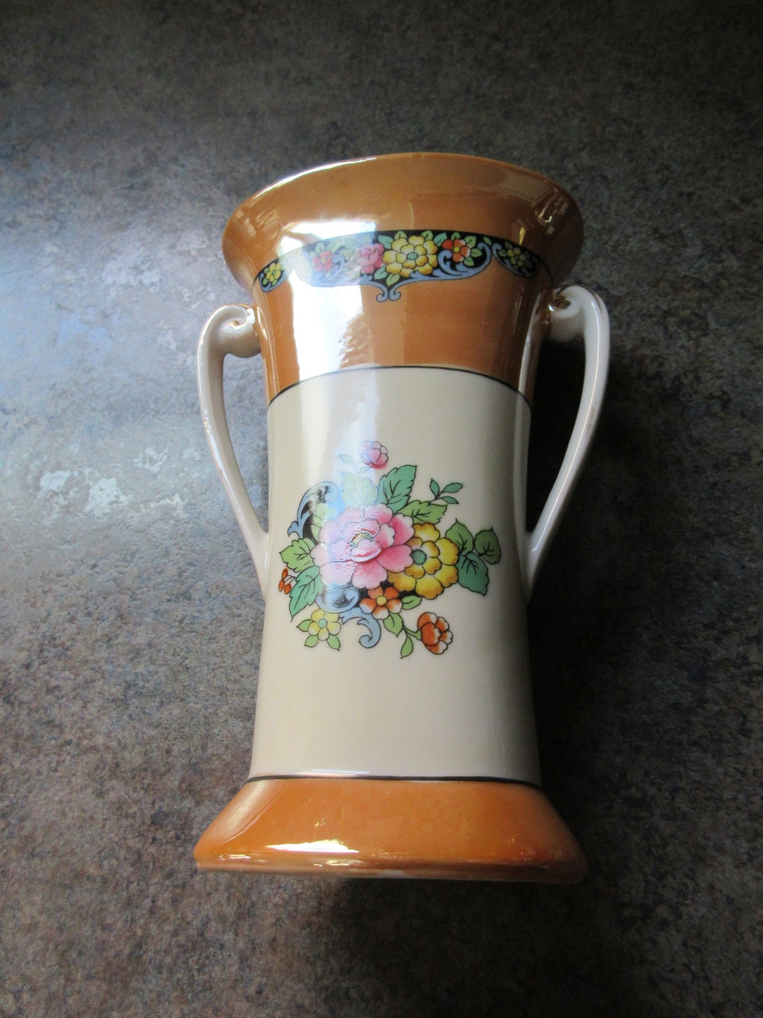 Vintage Japanese Noritake Lusterware Double Handle Vase - Etsy