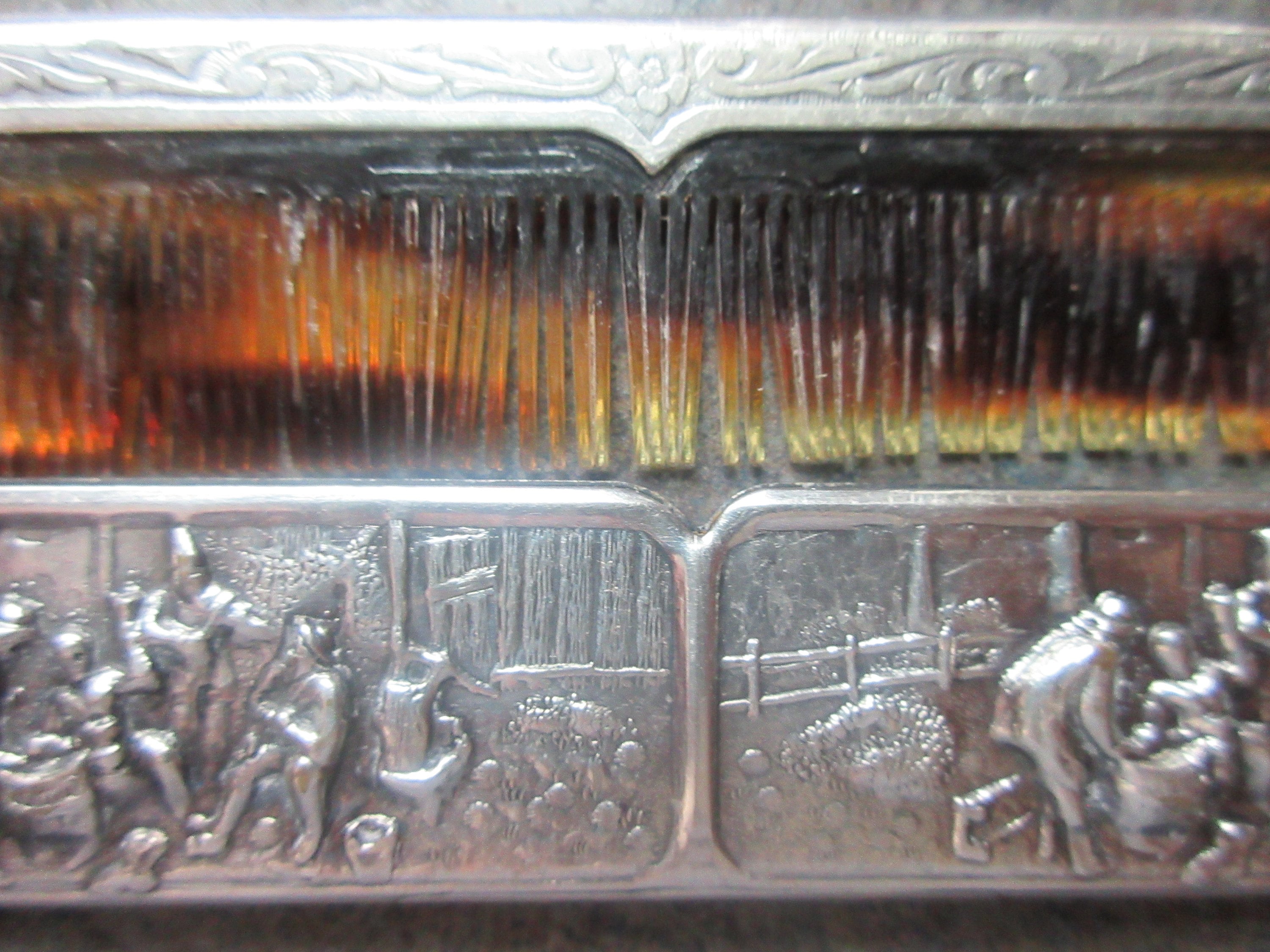 Vintage Hans Jensen Denmark Silver Plated Copper Repousse Comb, Snuff ...