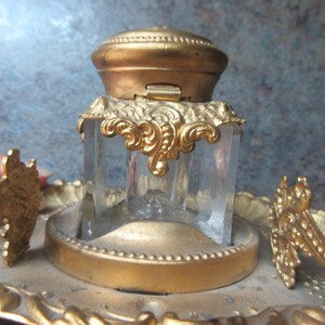 Antique Brass Inkwell & Ink Pen W/14 Kt Gold Tip, Patent Pending 1897 ...