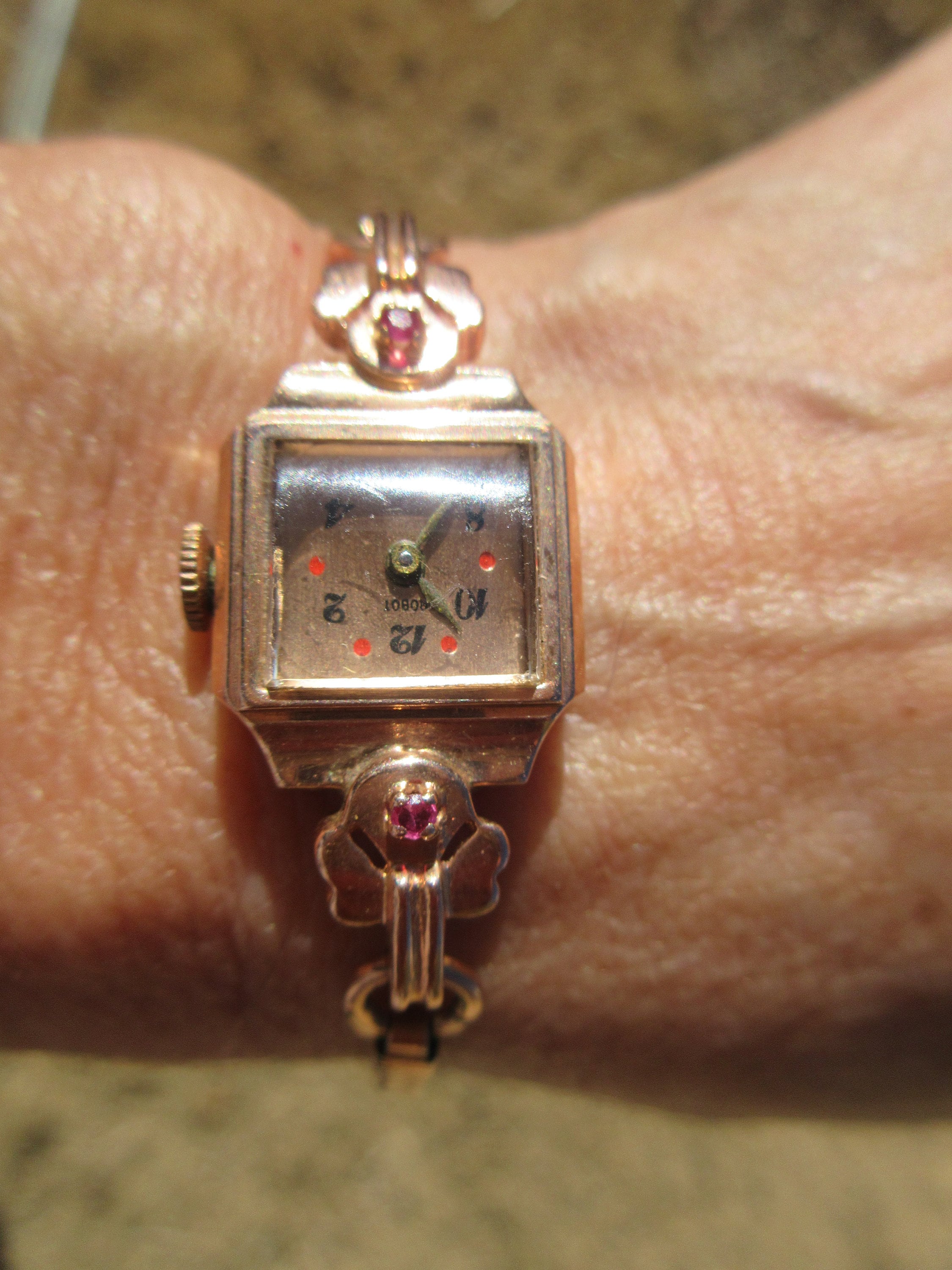 Rare Vintage Women's robot Rose Gold Ruby Accent Watch W/ Forstner 1/20 ...