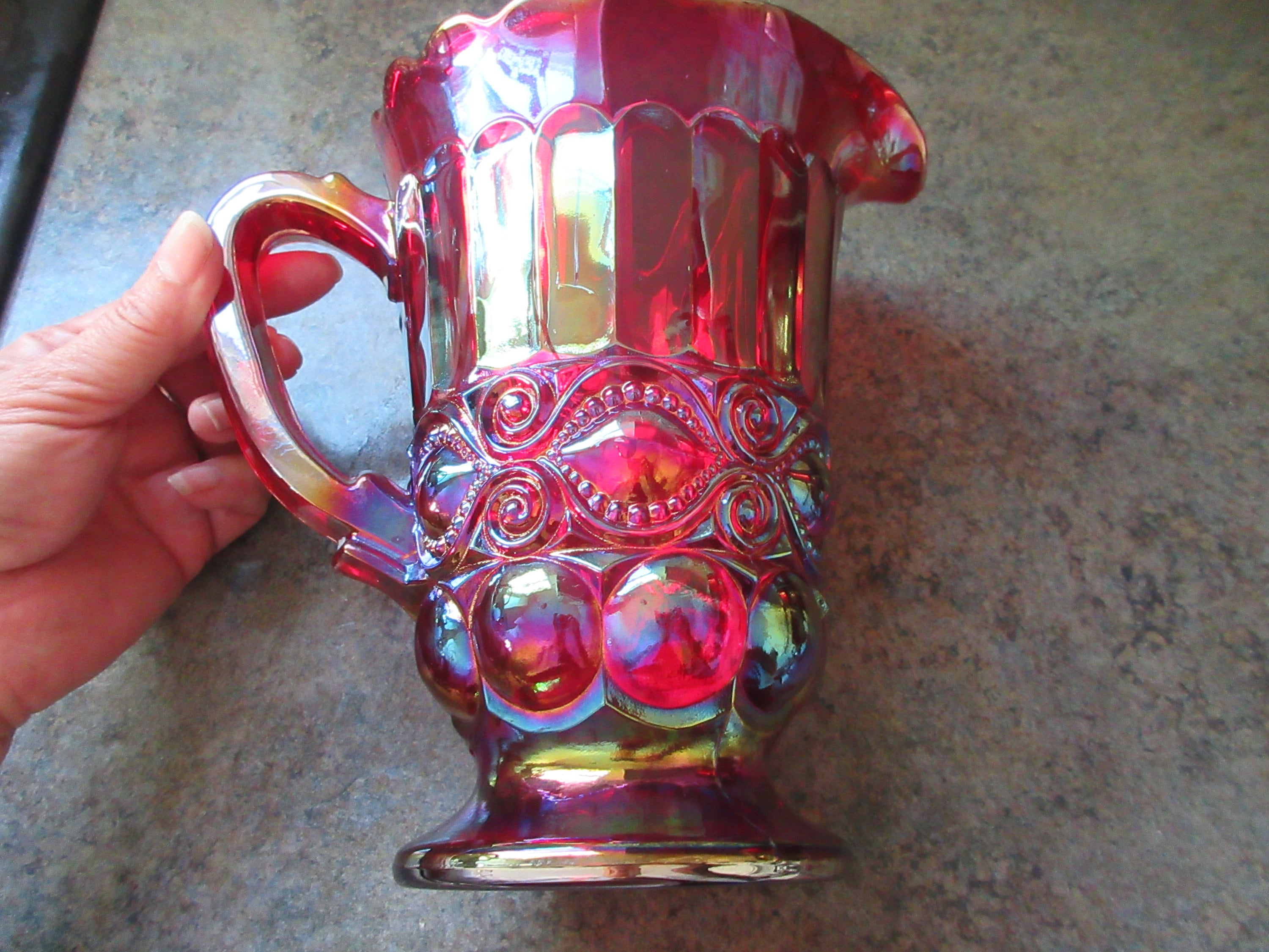 Vintage Mosser eye Winker Red Carnival Glass Pitcher - Etsy