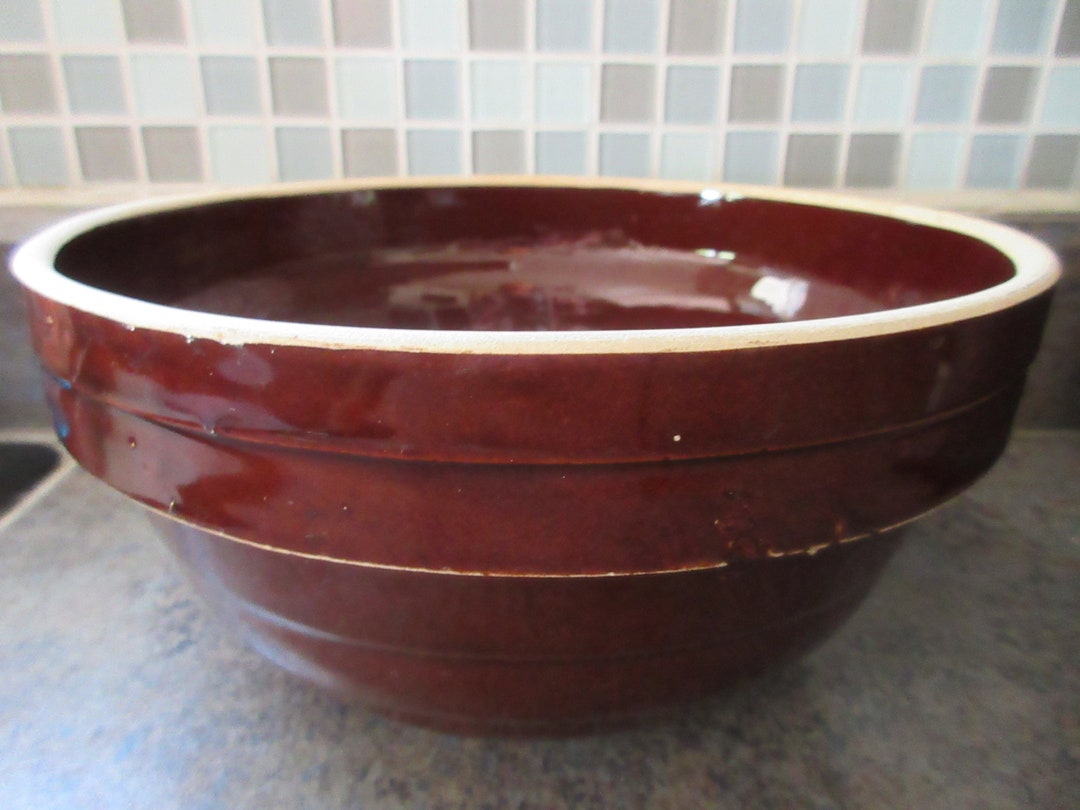 Antique Salt Glaze Stoneware Mixing Bowl Mccoy Beehive Brown Bowl, USA ...