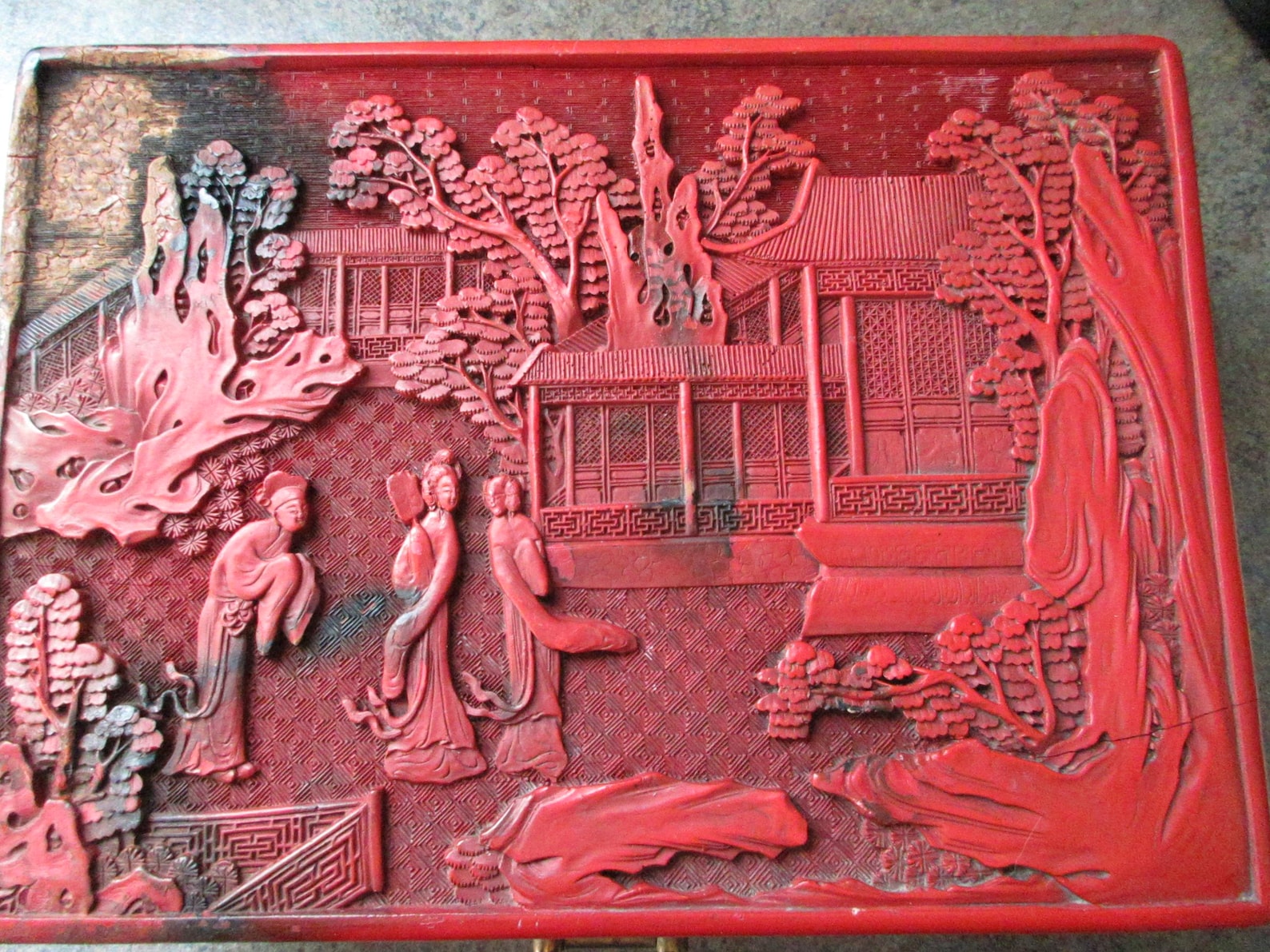 Large Vintage Chinese Cinnabar Jewelry Box (as Is) - Etsy