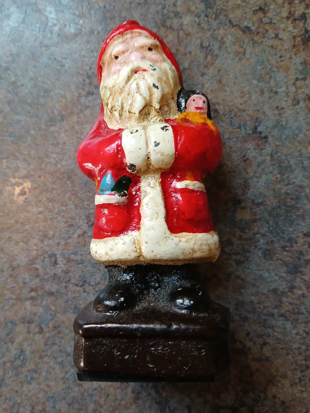 Antique Cast Iron Santa Claus Holding Baby Doll - Etsy