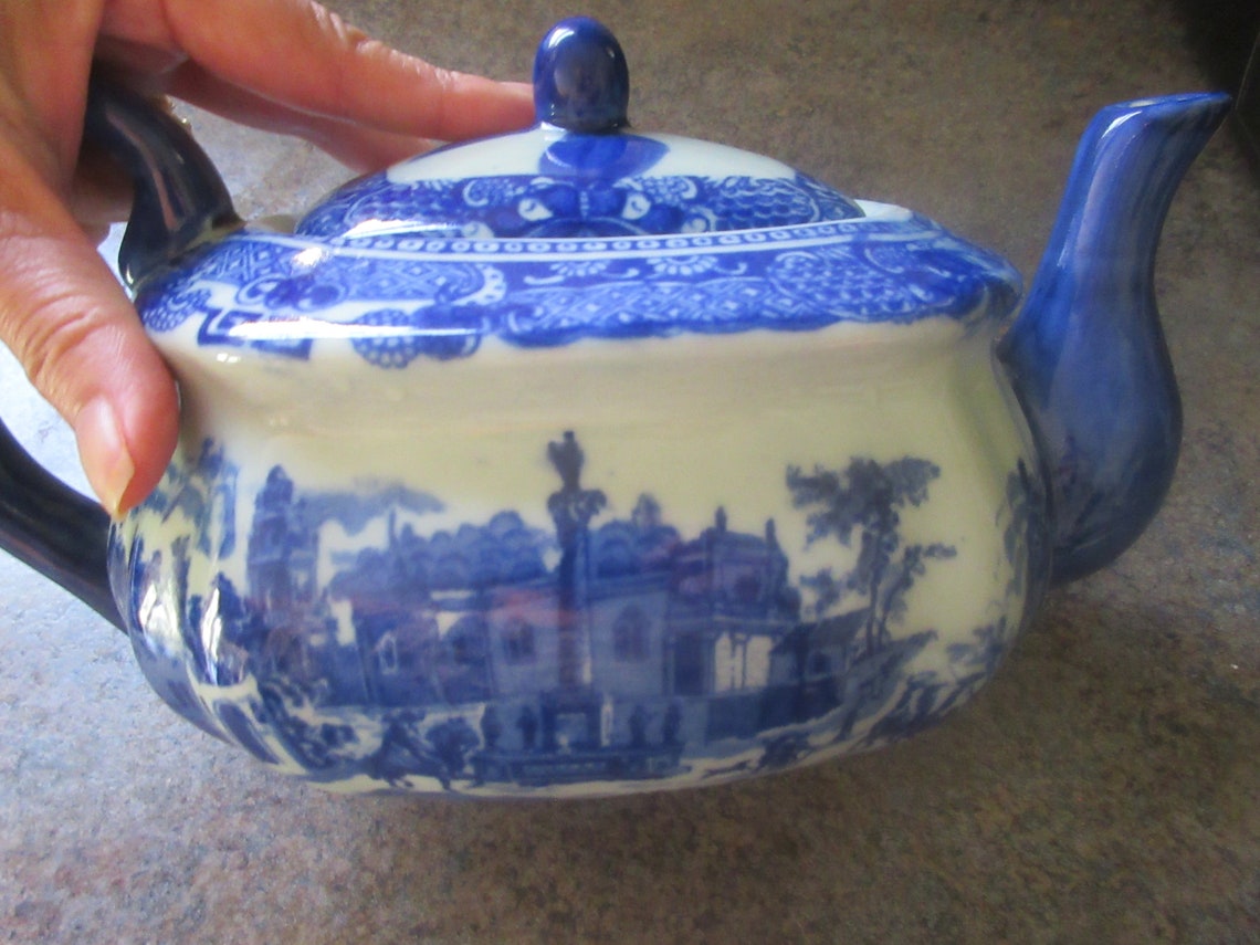 Flow Blue Victoria Ware Ironstone Teapot | Etsy