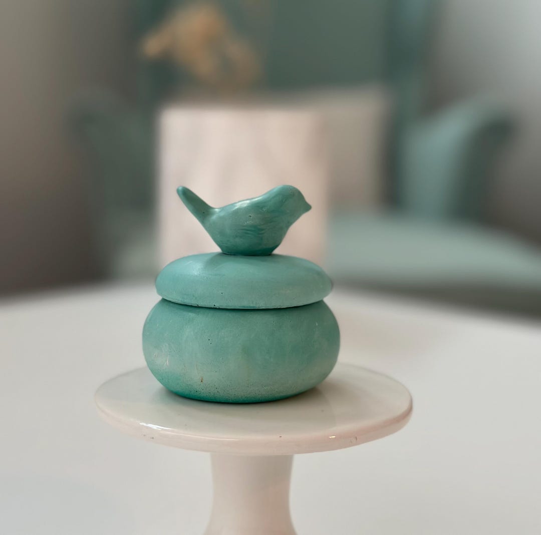 Aged Jade Bird Jar: Handmade Trinket Jar - Etsy
