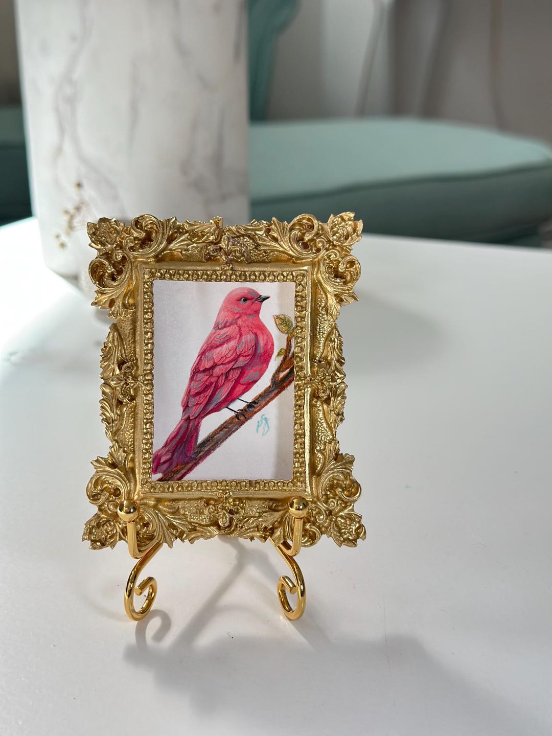 Gold Ornate Mini Frame With Frame Holder - Etsy