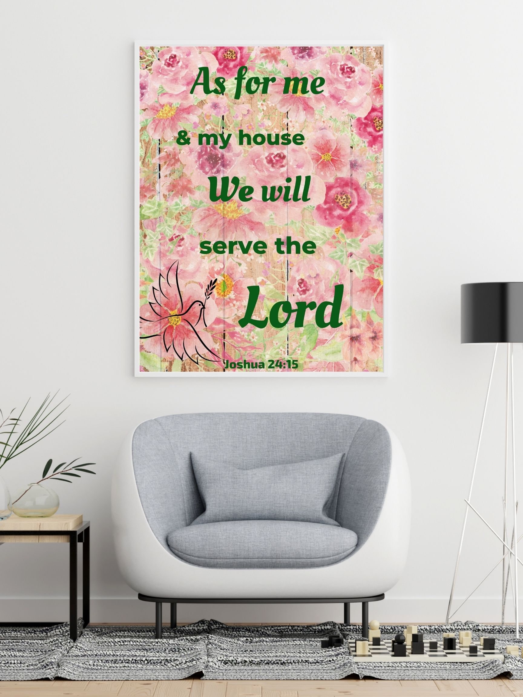 Floral Bible Verse Printable Joshua 24:15 as for Me and My House We ...