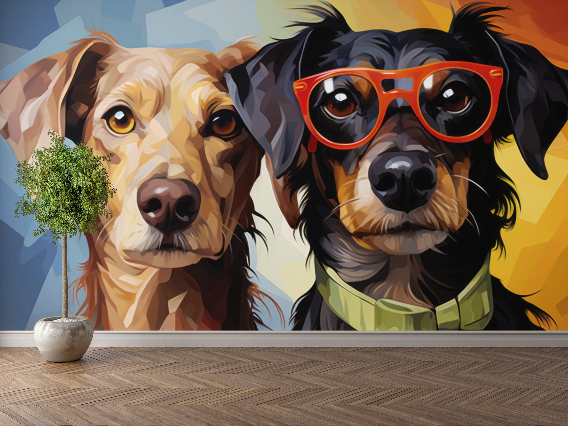 Two Funny Dogs - Digital Picture Printable as Wallpaper, Canvas, Etc ...