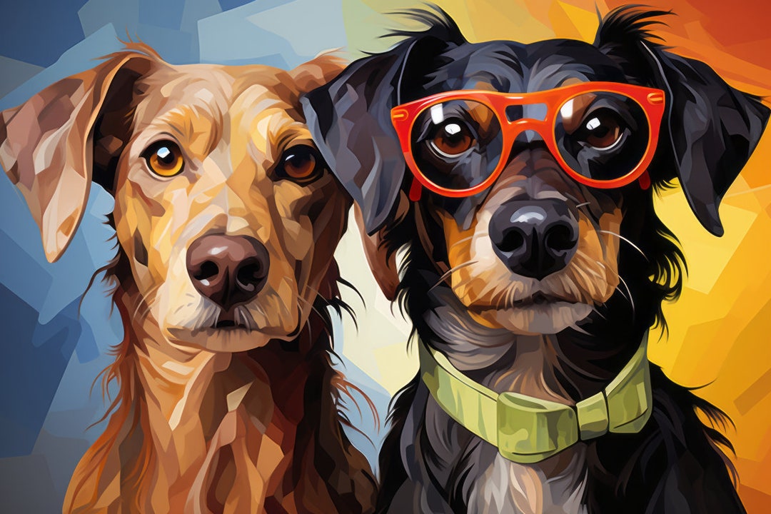 Two Funny Dogs - Digital Picture Printable as Wallpaper, Canvas, Etc ...