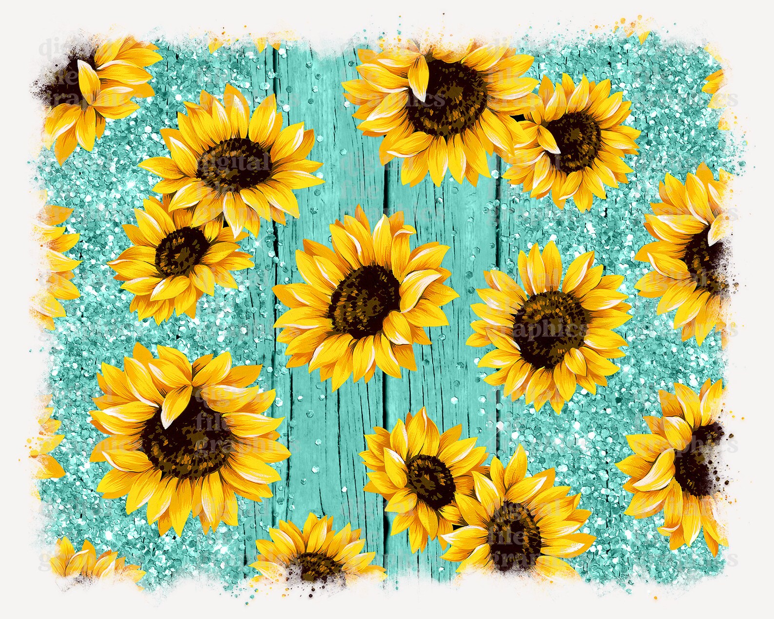 Sunflower Turquoise Background Wood Glitter Background Png - Etsy