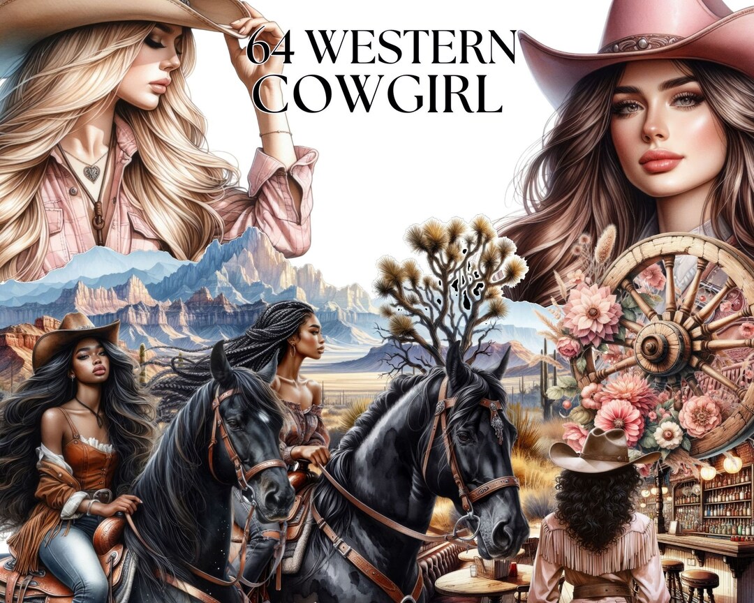 Watercolor Wild West Cowgirl Clipart Png, Western Clipart, Cowgirl ...