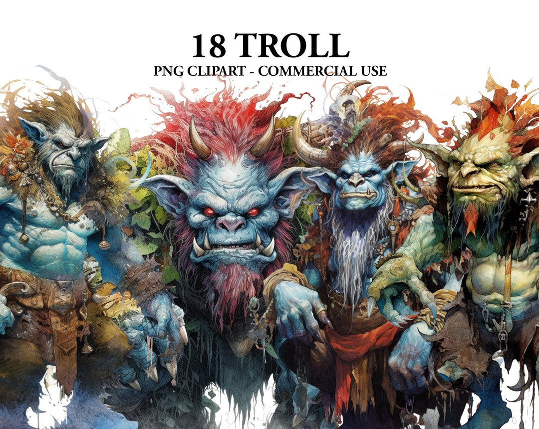 Fantasy Fairytale Troll Clipart Fairytale Watercolor Clipart, Troll ...
