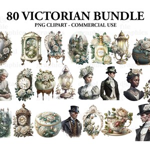 BIG BUNDLE WHITE Victorian Vintage Rose Watercolor Clipart, Victorian ...