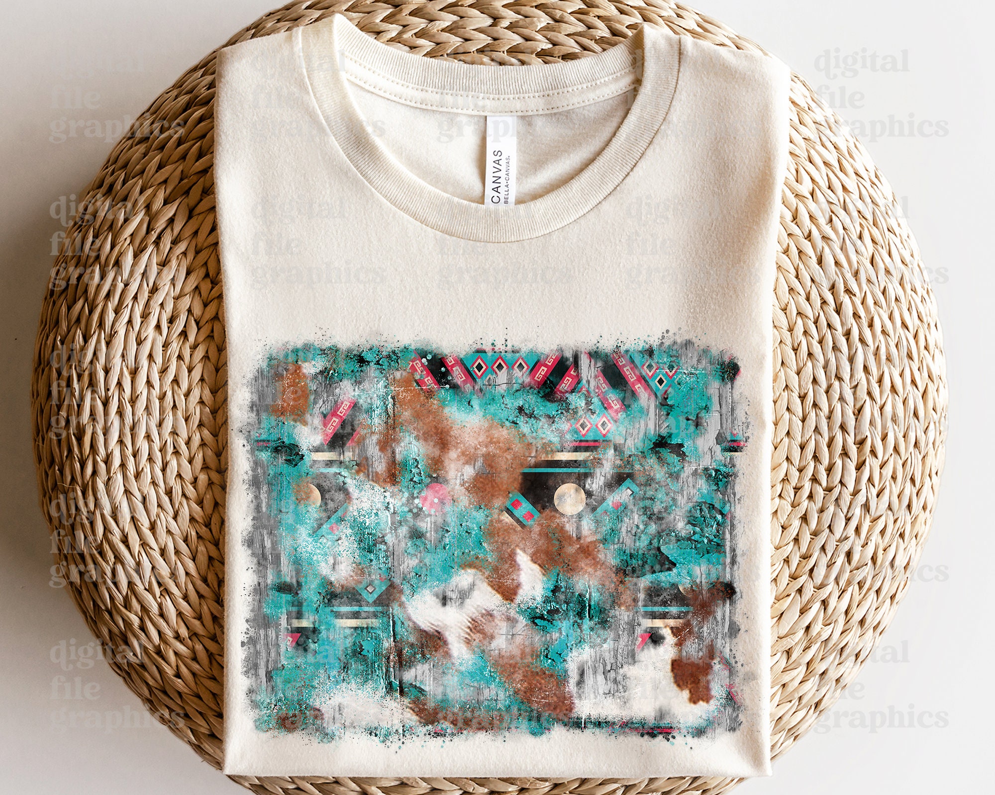 Turqoise Cowhide Aztec Background Png Png Background Cowhide - Etsy