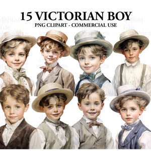 Vintage Victorian Boy Watercolor Clipart, Vintage Boys PNG, Victorian ...