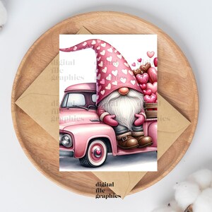 Valentines Day Truck Gnome Watercolor Clipart, Heart Gnome Clipart PNG ...