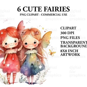 Cute Little Fairy Friends Watercolor Clipart, Kids Art Clipart, Fantasy ...