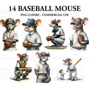 Baseball Mouse Watercolor Clipart, Sports Mouse, Mouse Clipart PNG ...
