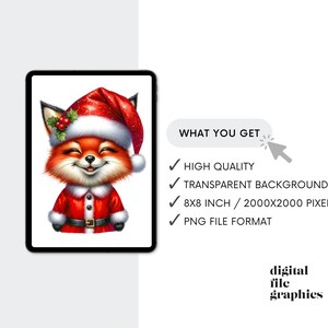 Christmas Fox Watercolor Clipart, Cute Fox Winter Animal Clipart PNG ...