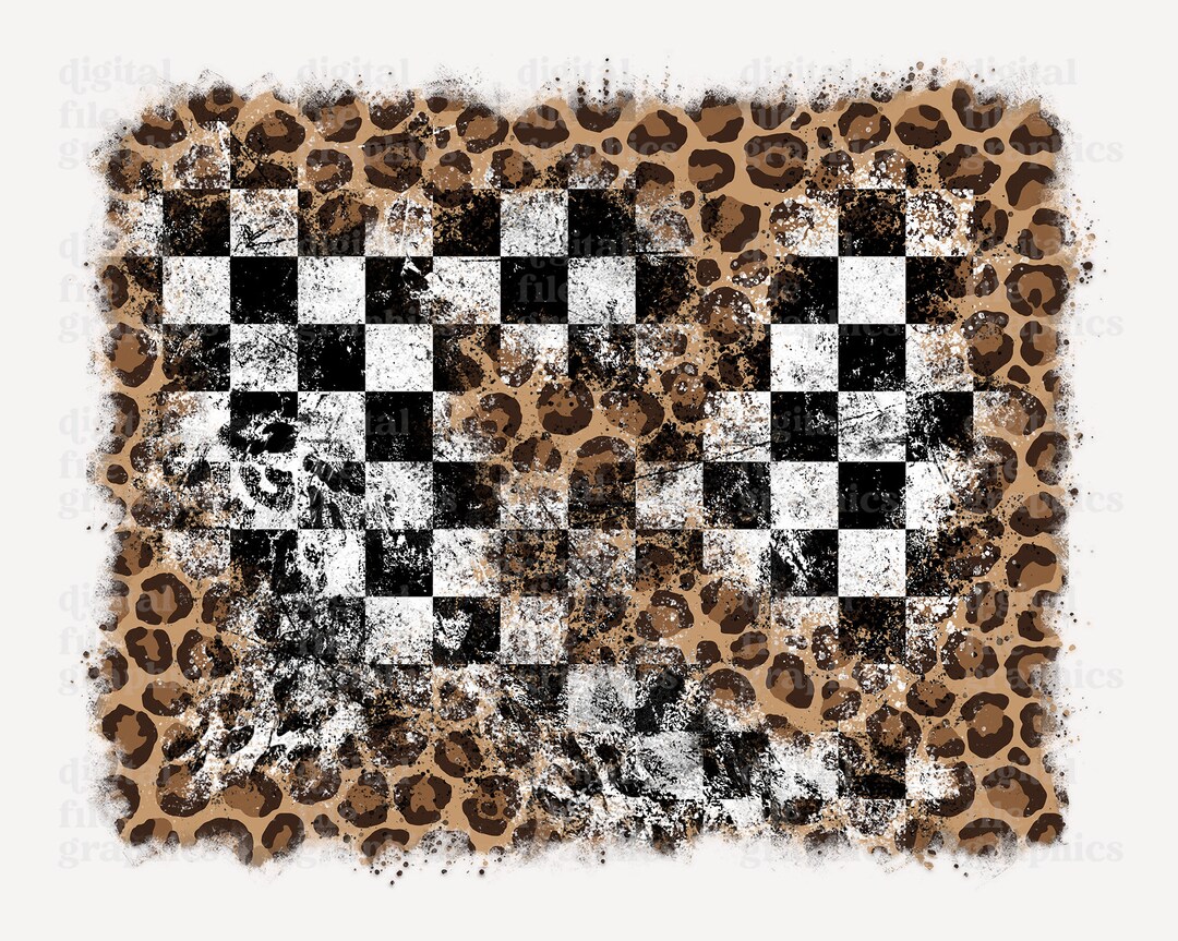 Leopard Race Grunge Checkered Frame Sublimation Background PNG, Leopard ...