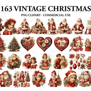 BIG BUNDLE Vintage Christmas Watercolor Clipart, Christmas Clipart PNG ...