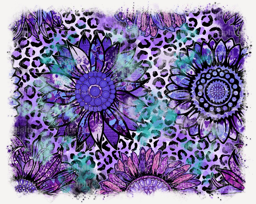 Sunflower Leopard Background Purple Sunflower Background Png - Etsy