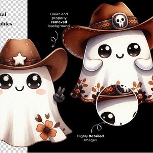 Halloween Cowboy Ghost Watercolor Clipart, Autumn Ghost Clipart PNG ...