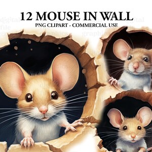 Mouse in Wall Watercolor Clipart, Mouse Clipart PNG, Kids Clipart ...