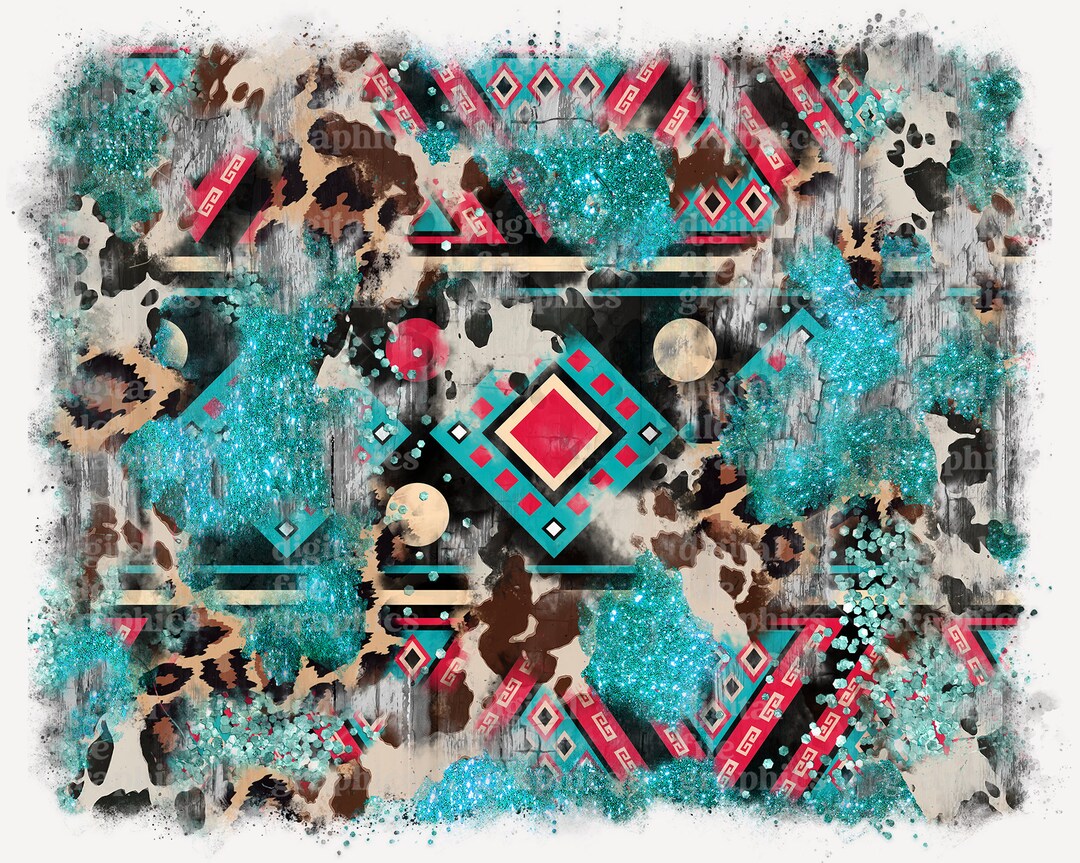 Turqoise Leopard Aztec Background Png, Png Background, Cowhide ...