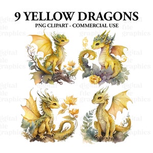 Fantasy Dragons Watercolor Clipart, Magical Mystical Art, Fantasy ...