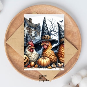 Halloween Spooky Chickens Watercolor Clipart, Chickens Pumpkins Clipart ...