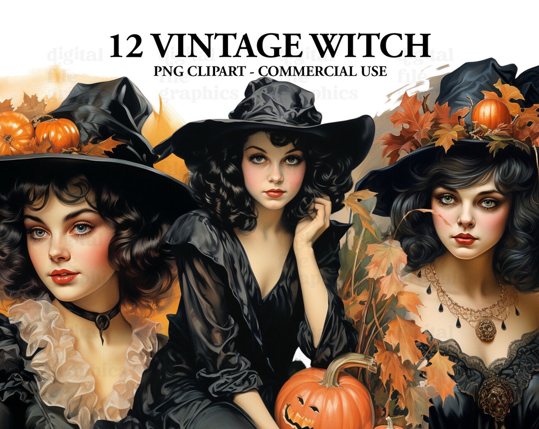 Halloween Vintage Witch Clipart Clipart, Pumpkin Magic Witch Clipart ...