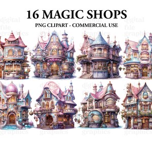 Magic Shops Watercolor Clipart, Magical Mystical Art, Fantasy Clipart ...
