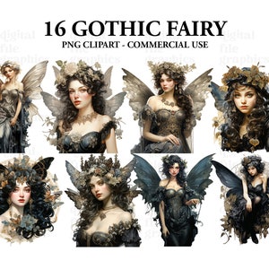 Gothic Fairy Watercolor Clipart, Fairies Clipart, Fantasy Clipart ...