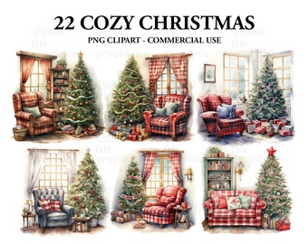 29 Watercolor Christmas Hygge Clipart Bundle Cozy Digital - Etsy