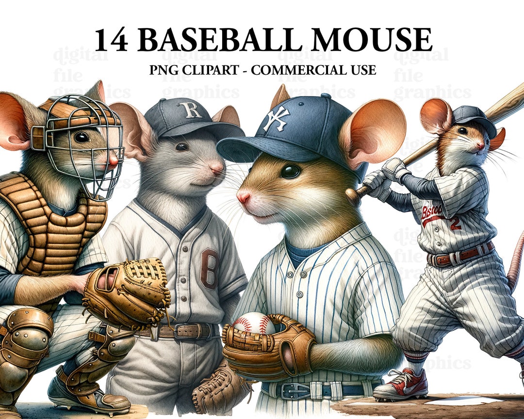 Baseball Mouse Watercolor Clipart, Sports Mouse, Mouse Clipart PNG ...