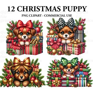 Christmas Puppy Watercolor Clipart, Cute Puppies Dog Winter Clipart PNG ...