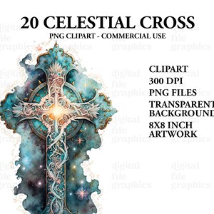 Celestial Cross Watercolor Clipart, Cross Clipart, Watercolor Bundle ...