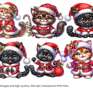 Christmas Kitten Watercolor Clipart, Cute Kitten Cat Winter Clipart PNG ...