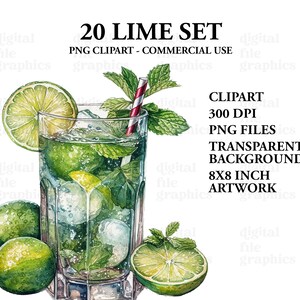 Lime Watercolor Clipart, Lime Fruit Clipart, Lime Bundle PNG, Clipart ...