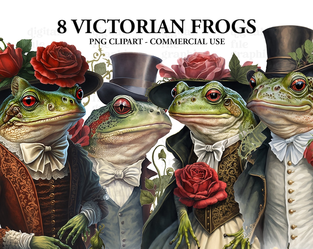 Victorian Frog Watercolor Clipart, Fairytale Clipart PNG, Fantasy Frog ...