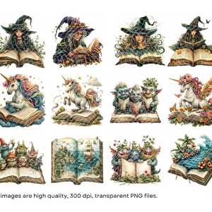 Fantasy Books Watercolor Clipart, Books Clipart, Magical Book Bundle ...